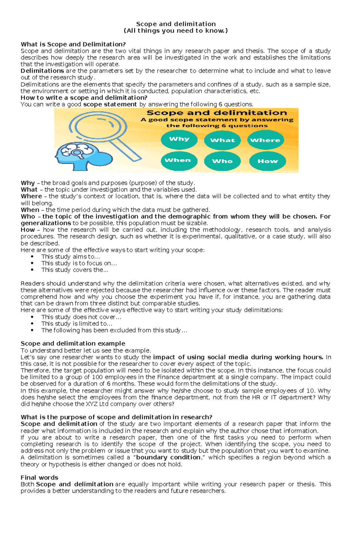 Week 5 - Understanding Scope & Delimitation in Research Activities ...