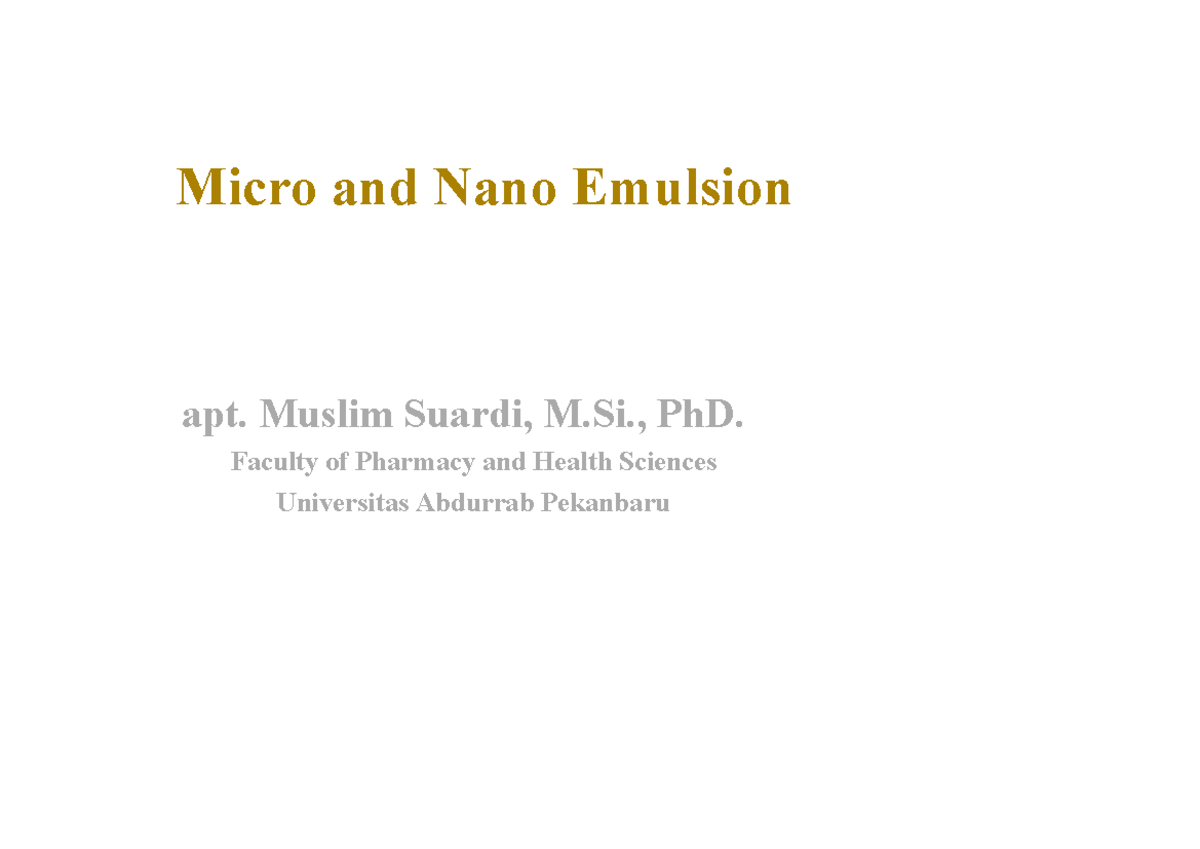 SPO 11-12 Micro and Nano Emulsion: Concepts and Preparation Techniques ...