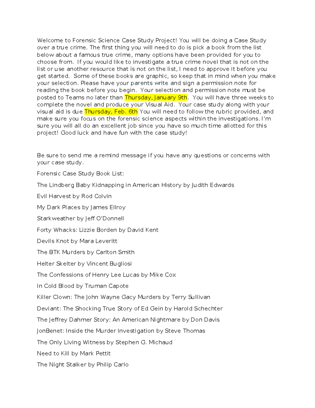 Forensic Science Case Study Project: True Crime Analysis Guide - Studocu