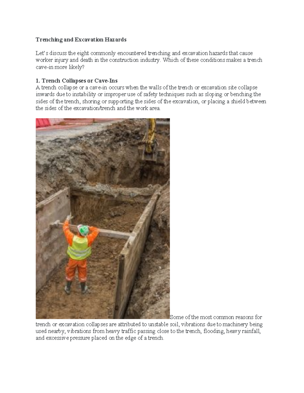 Trenching and Excavation Hazards: Insightful Notes for Safety Measures ...