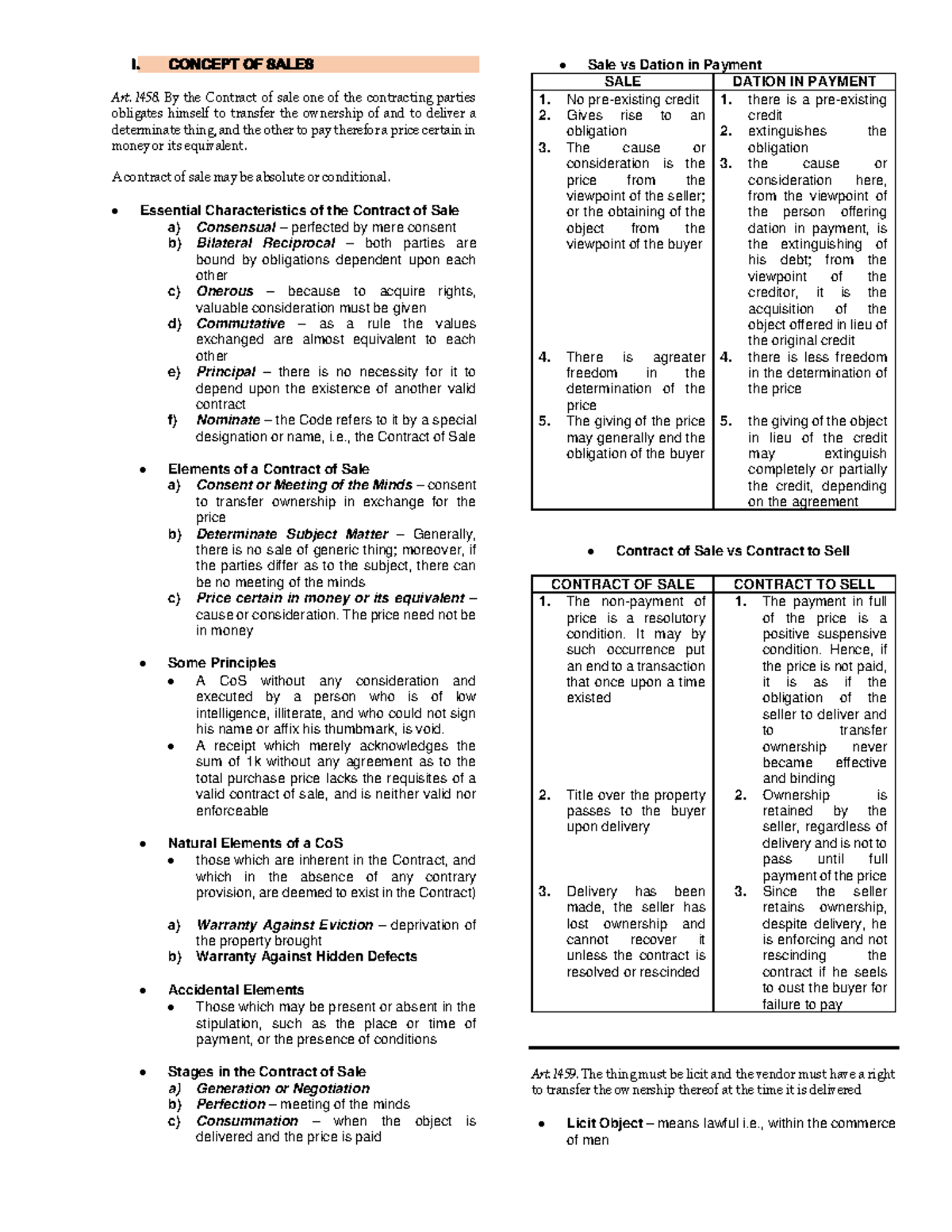 Sales Law Overview: Contracts of Sale Principles & Characteristics ...