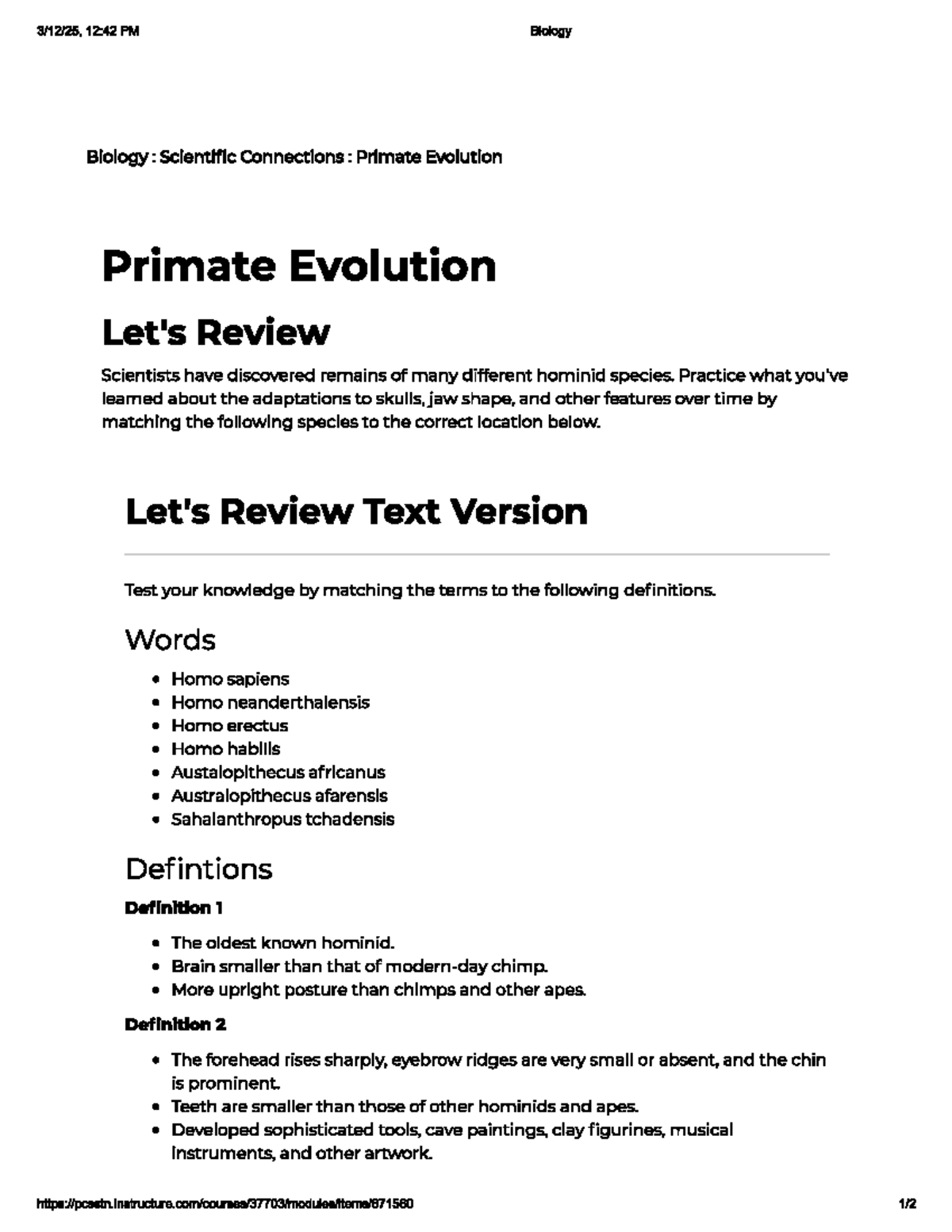 Primate Evolution Review: Key Concepts and Species (05.03) - Studocu