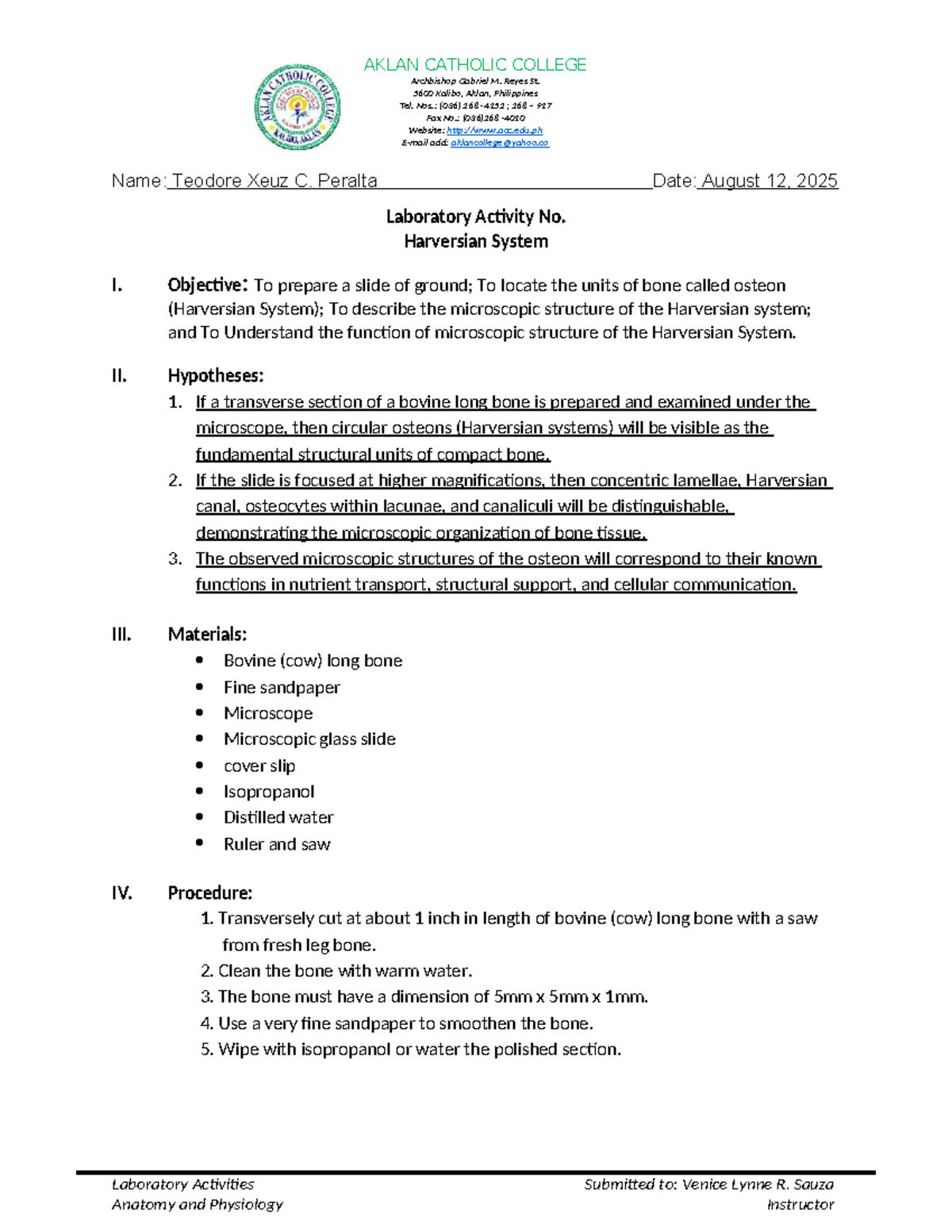 Anatomy Lab Activity: Osteon Structure & Function (ANAPHY) - Studocu