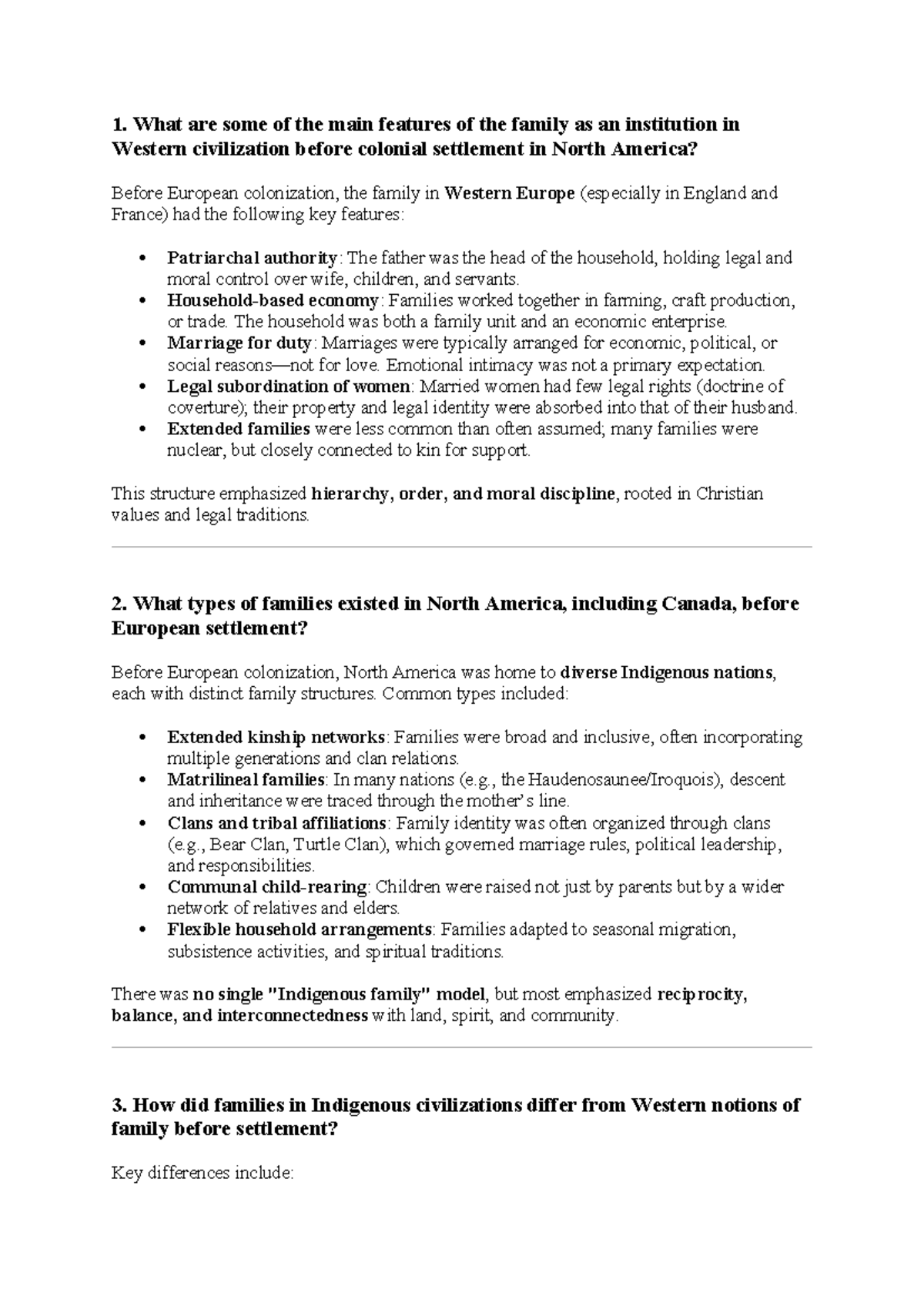 Soci 216 Final Exam Notes: Family Structures in Pre-Colonial North ...