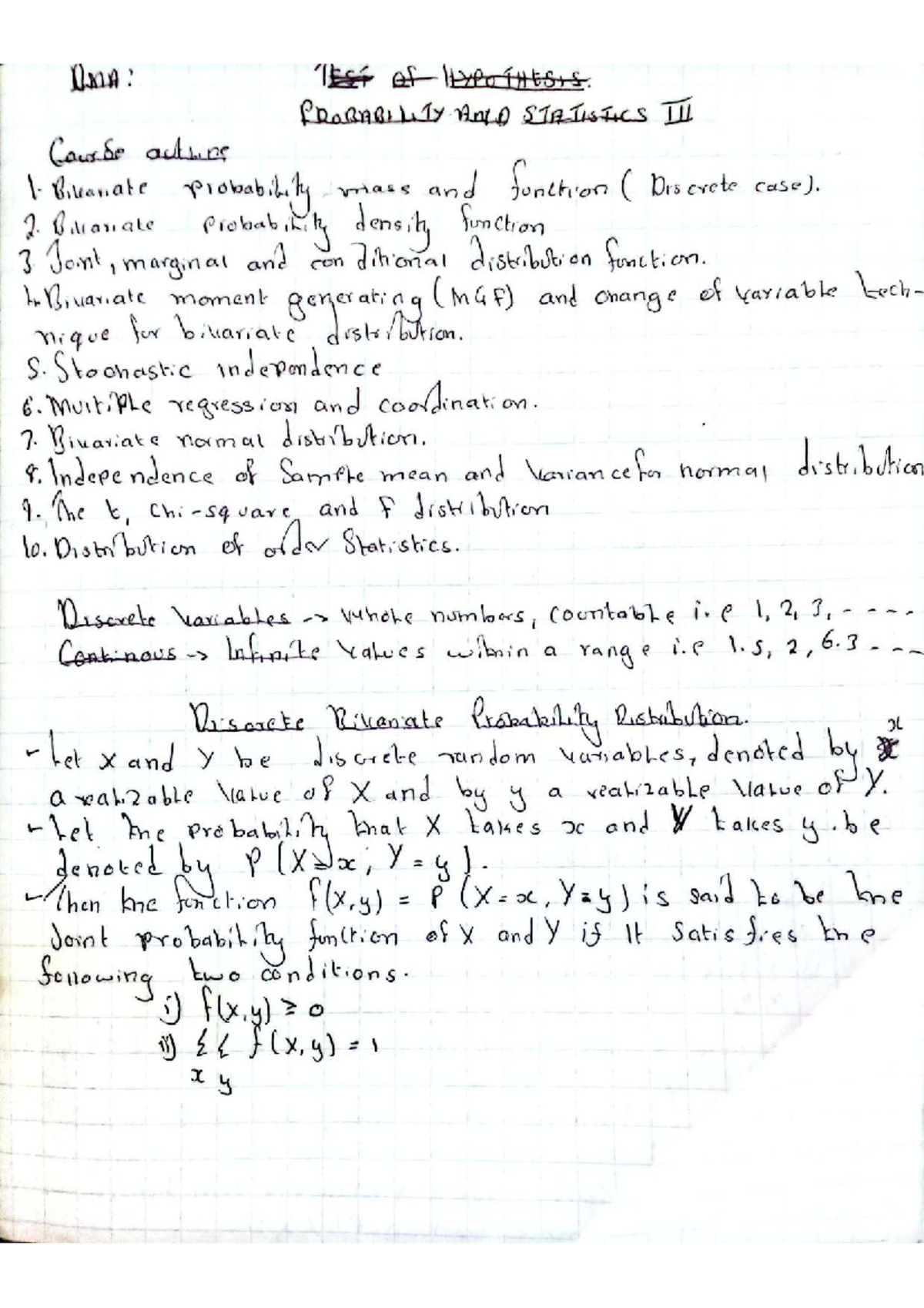 Prob 3 - Notes on Bivariate Probability & Statistics Concepts - Studocu