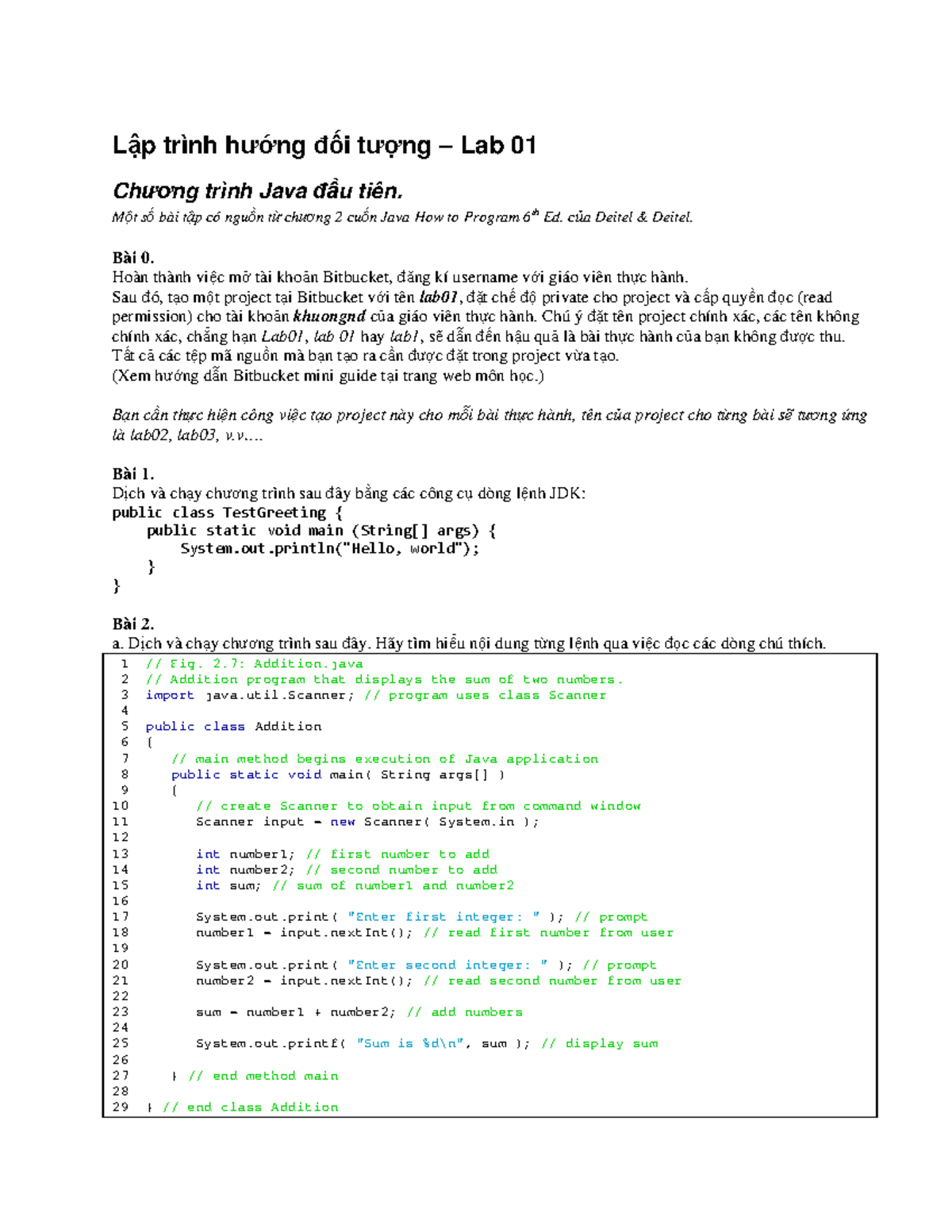 Lab01 - ok long - Lập trình hướng đối tượng – Lab 01 Ch ng trình Java đ ...