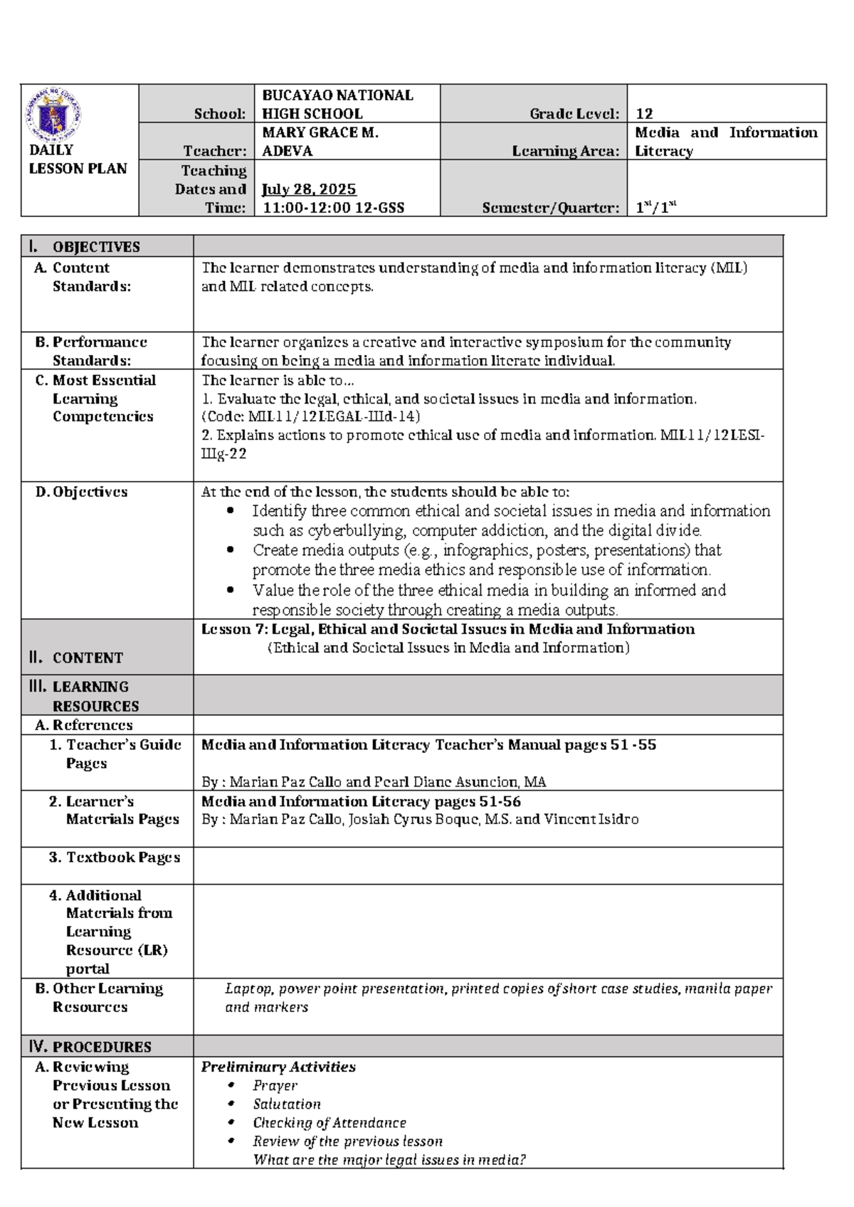 DLP-MIL Lesson 7: Ethical & Societal Issues in Media and Information ...
