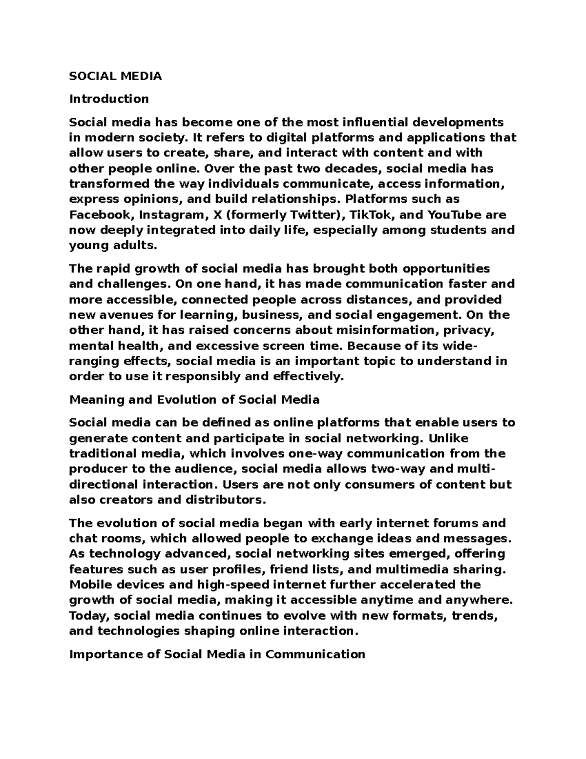 SOC 101: Social Media - Comprehensive Study Notes - Studocu