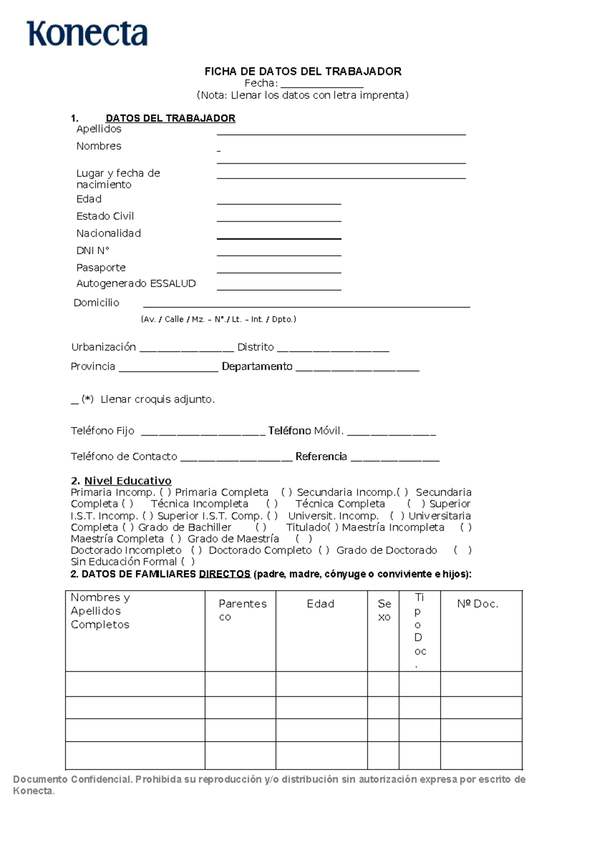 Documentación Requerida - FICHA DE DATOS DEL TRABAJADOR Fecha: (Nota ...