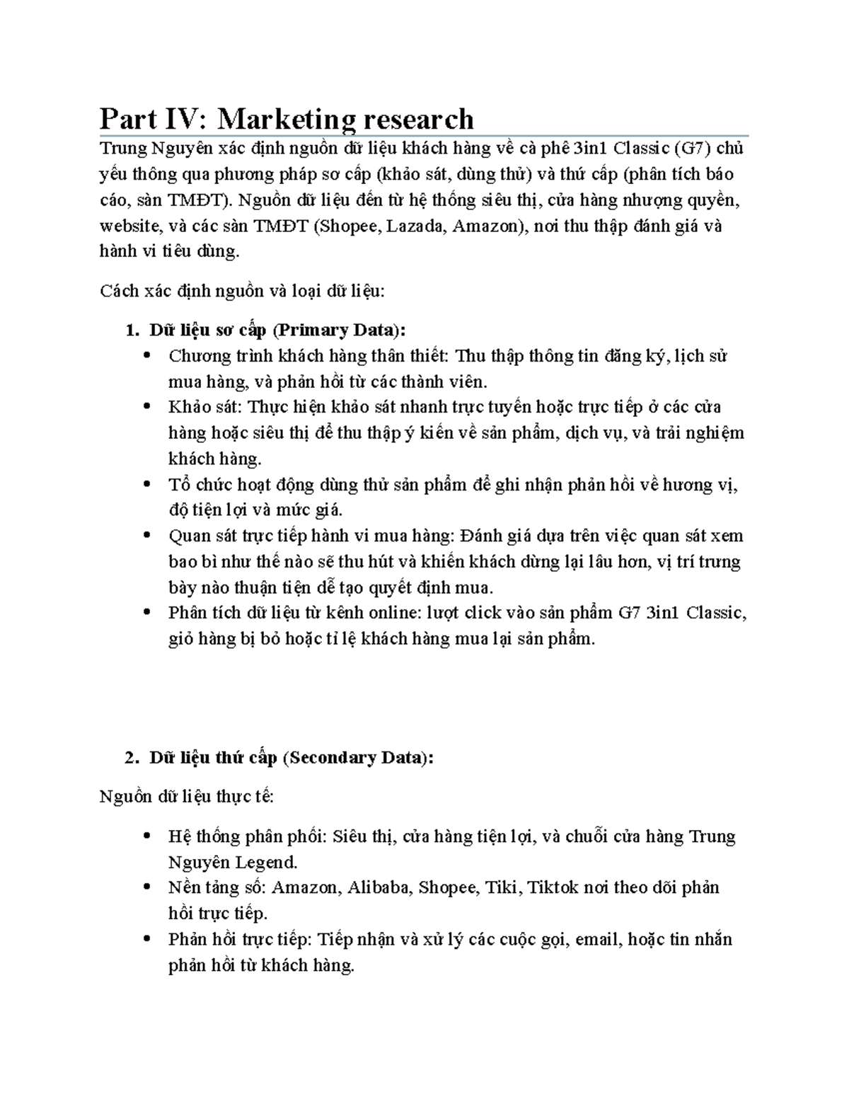 Phân Tích Nguồn Dữ Liệu Khách Hàng Về Cà Phê 3in1 Classic (G7) - Studocu