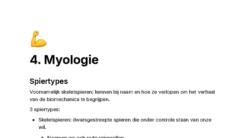 4. Myologie: Skeletspieren en Hun Biomechanica in Detail - Studocu