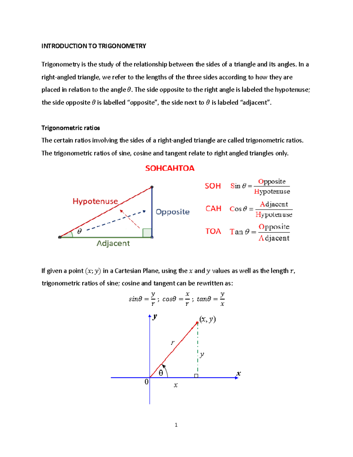Topic 6: Introduction to Trigonometry Concepts and Applications - Studocu