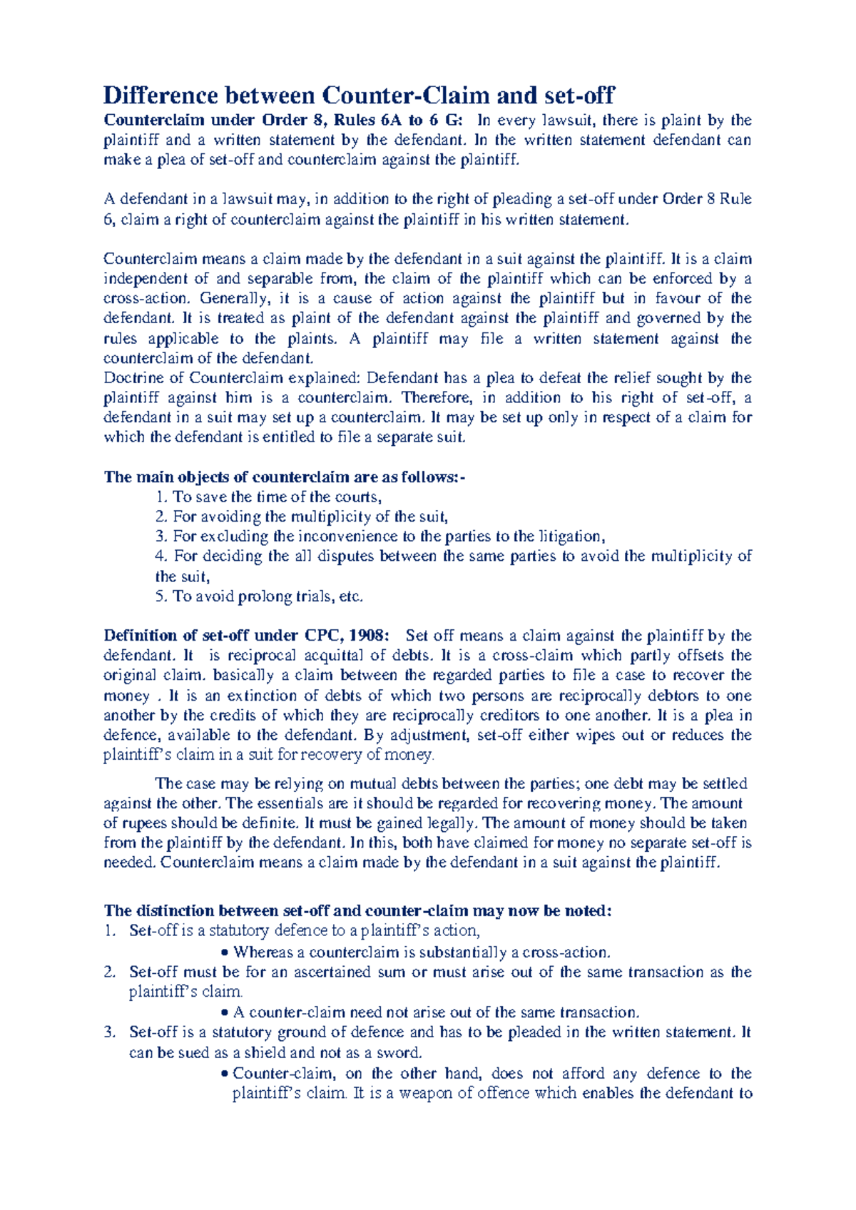 Difference - claim and counter claim - Difference between Counter-Claim ...