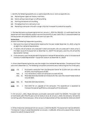 Ch7 - Financial Accounting - I. Match the principle of internal control to each of the following ...