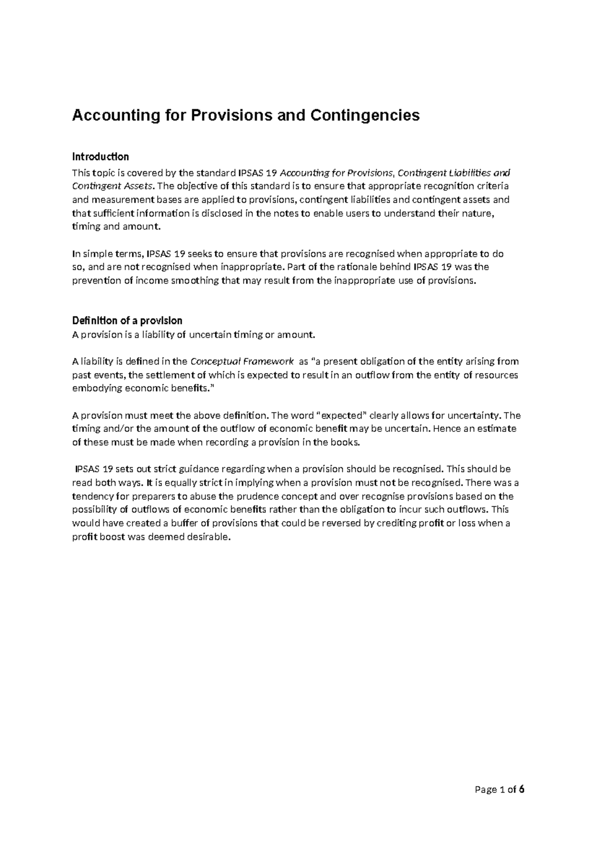 IPSAS 19: Accounting for Provisions & Contingencies Summary and Review ...