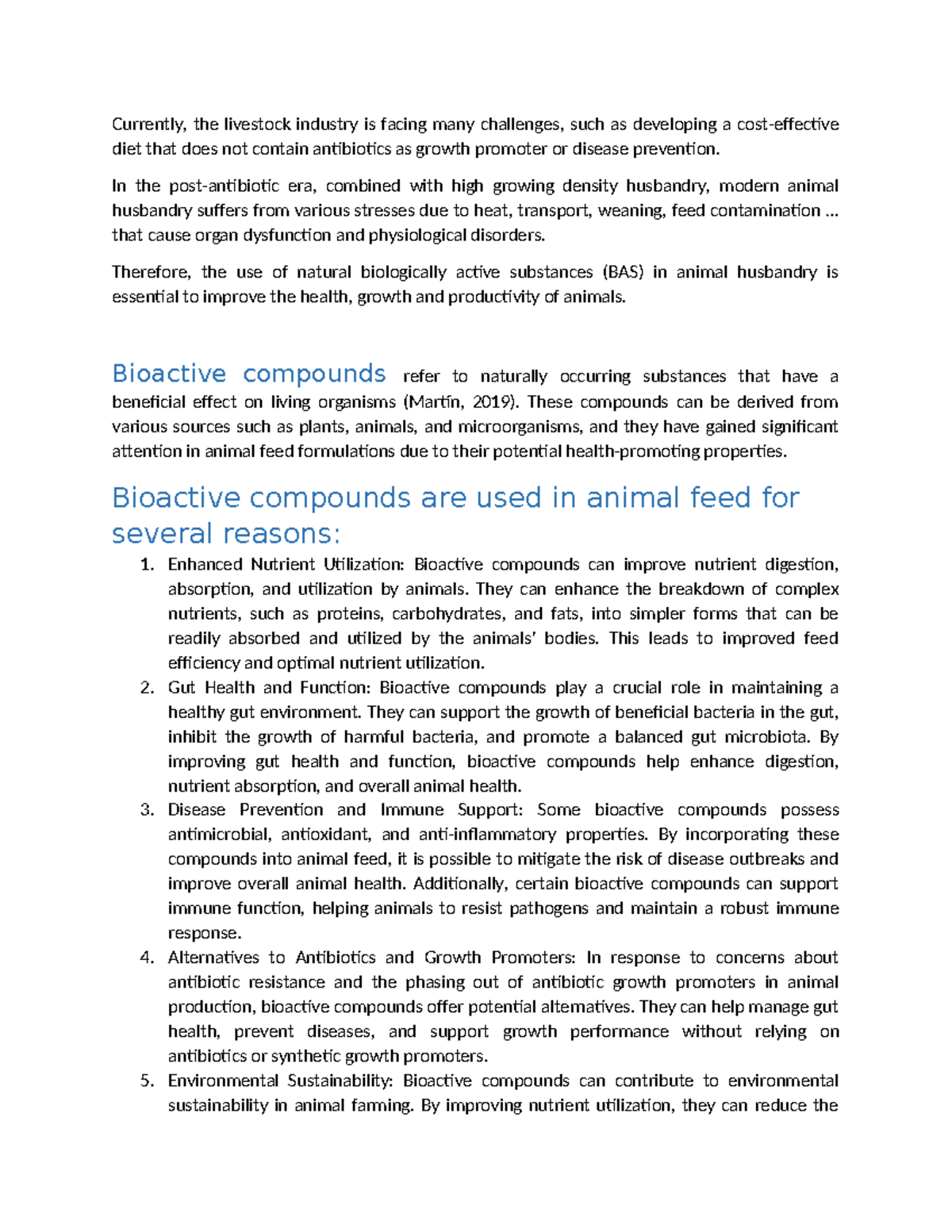 Bioactive Compounds in Animal Feed: Alternatives to Antibiotics (ANML ...