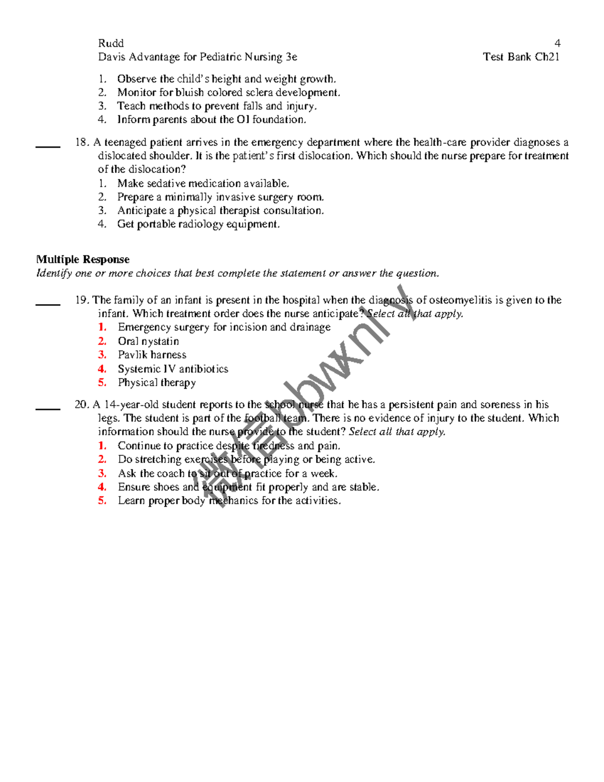 Test bank pediatric nursing critical components of nursing care 3rd ...