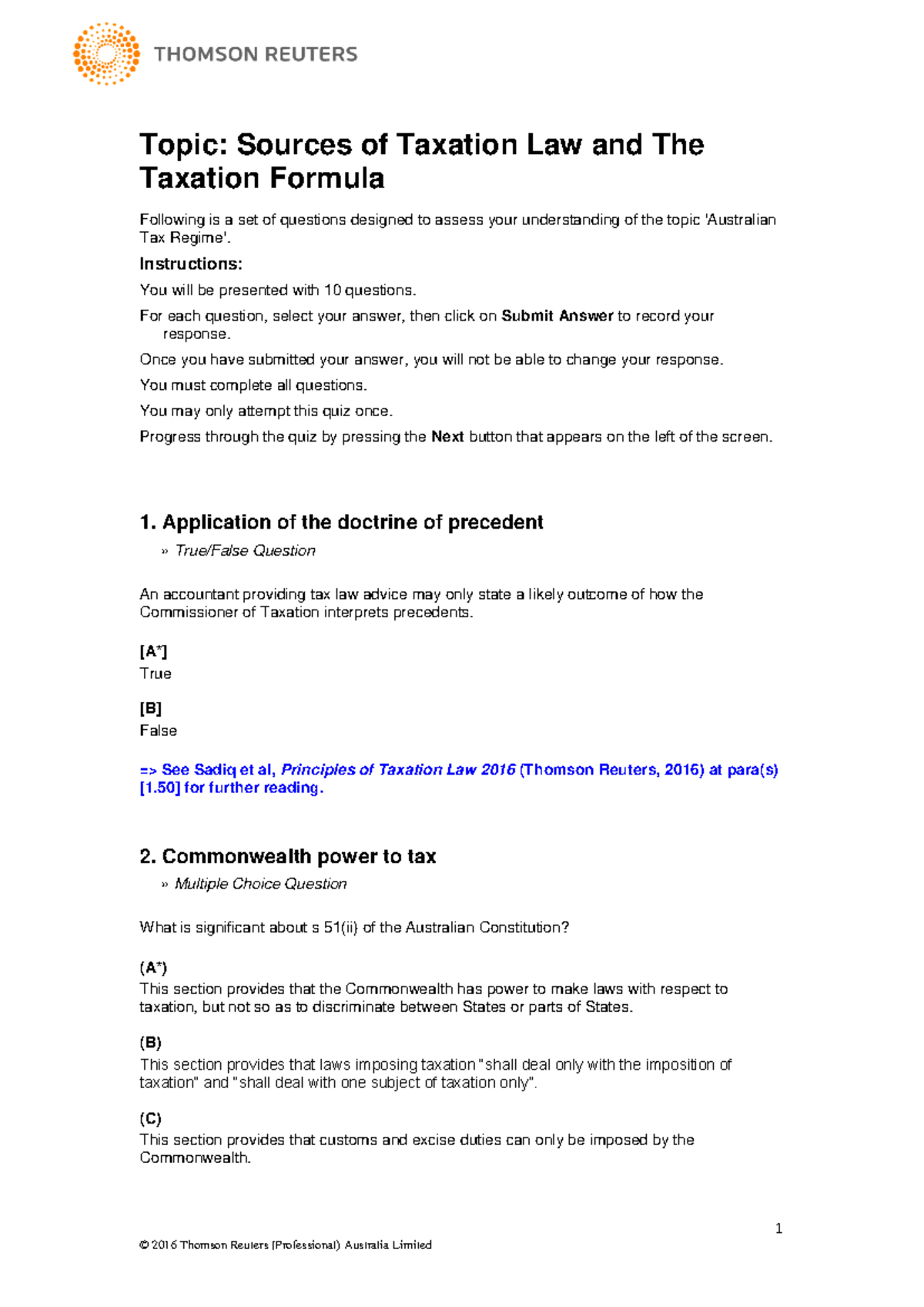 Practical - Topic: Sources of Taxation Law and The Taxation Formula ...