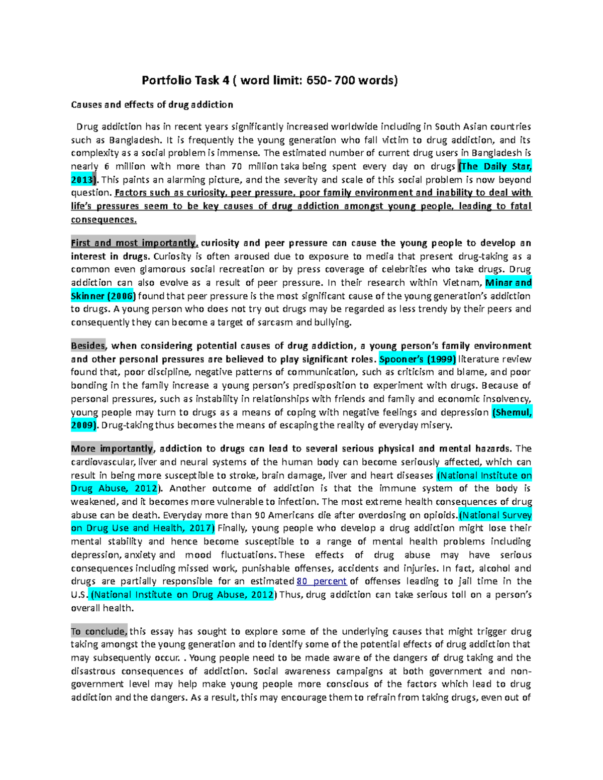 Sample Essay- Causes and effects of drug addiction - Portfolio Task 4 ...