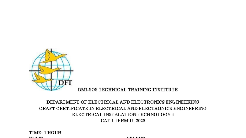 EIT CAT I 2025: Electrical Installation Technology Exam Guidelines ...