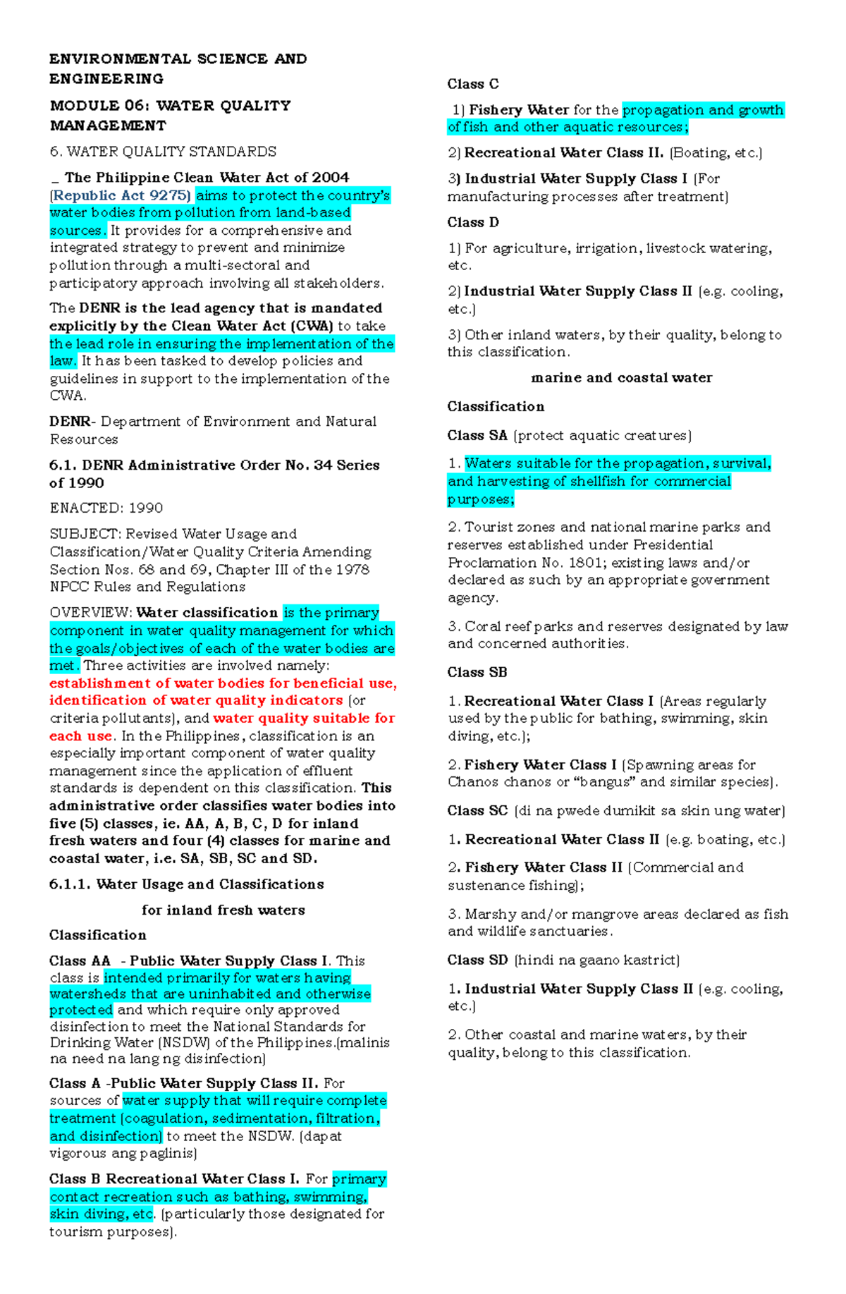 Water Quality Management: Standards and Practices - ENV Sci Module 06 ...