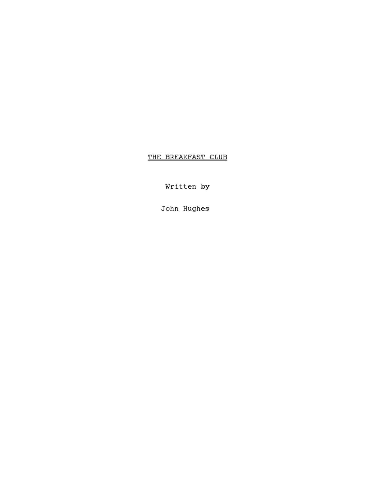 The Breakfast Club (Film Script) - Analysis and Insights - Studocu