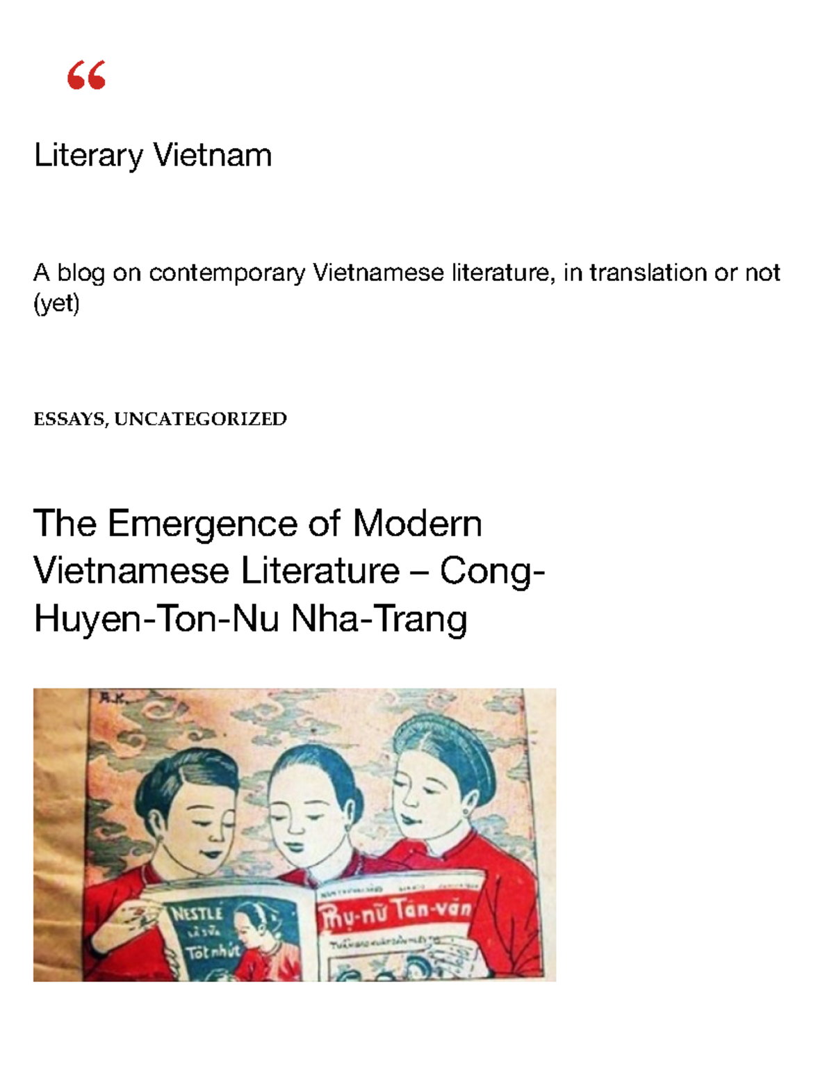 Viet - Literature of Vietnam - ESSAYS, UNCATEGORIZED The Emergence of ...