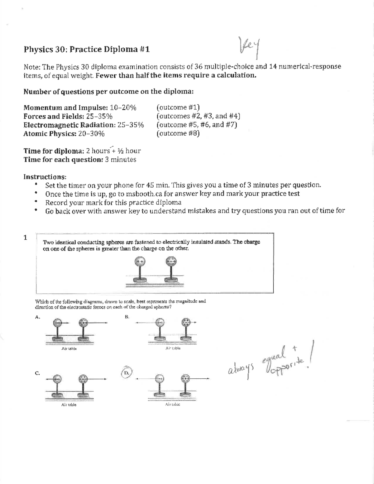 Physics 30: Practice Diploma Study Guide and Key - Studocu