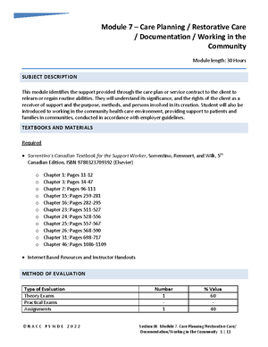 Module 9 psw assisting the dying person test - Module 9 PSW Assisting ...