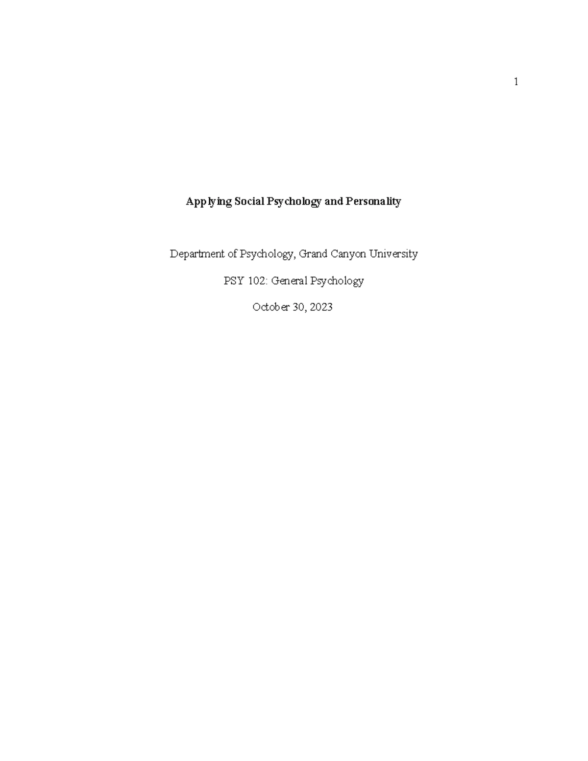 PSY 102 RS T6 Final Project: Insights into Social Psychology ...
