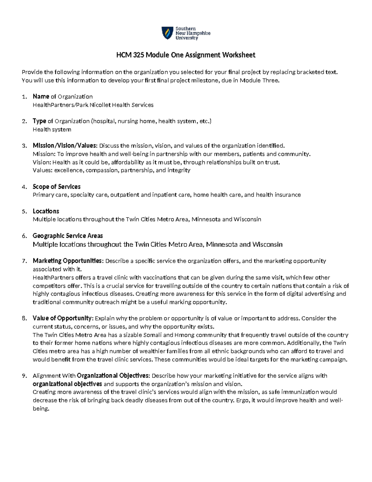 HCM 325 Module One Assignment Worksheet - HCM 325 Module One Assignment ...