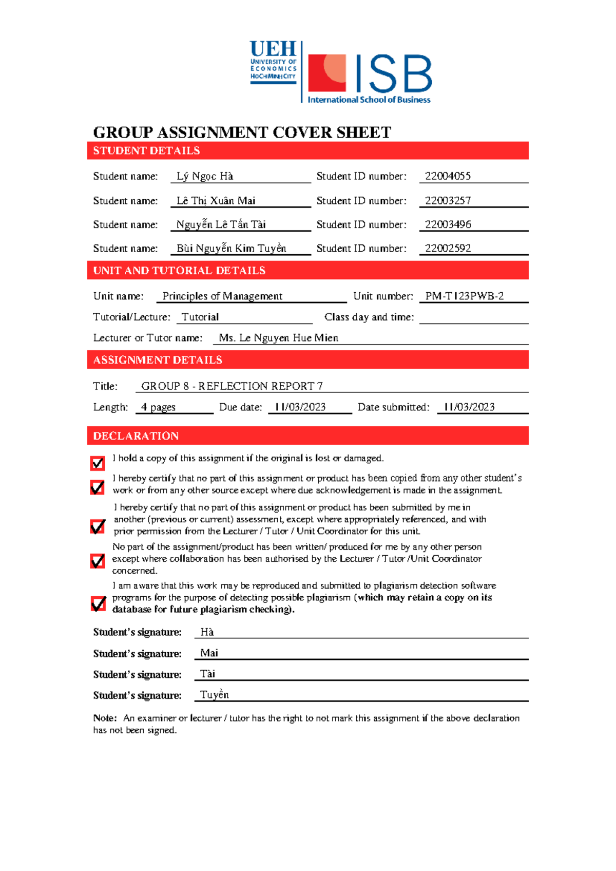 PM-T123PWB-2 Group 8 Reflection Report 7 - Weekly Assignment Review ...