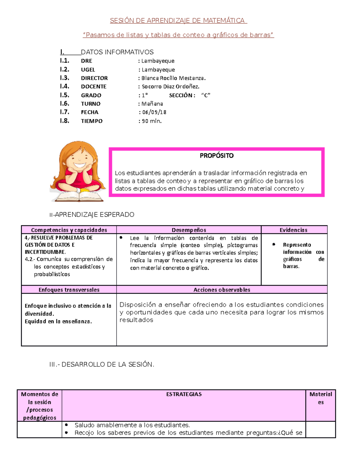 Clase de Gráfico de Barras - Matemáticas 1° C - Sesión de Aprendizaje ...