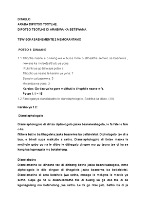 [Solved] Lefoko ke eng - teaching (tsw1507) - Studocu