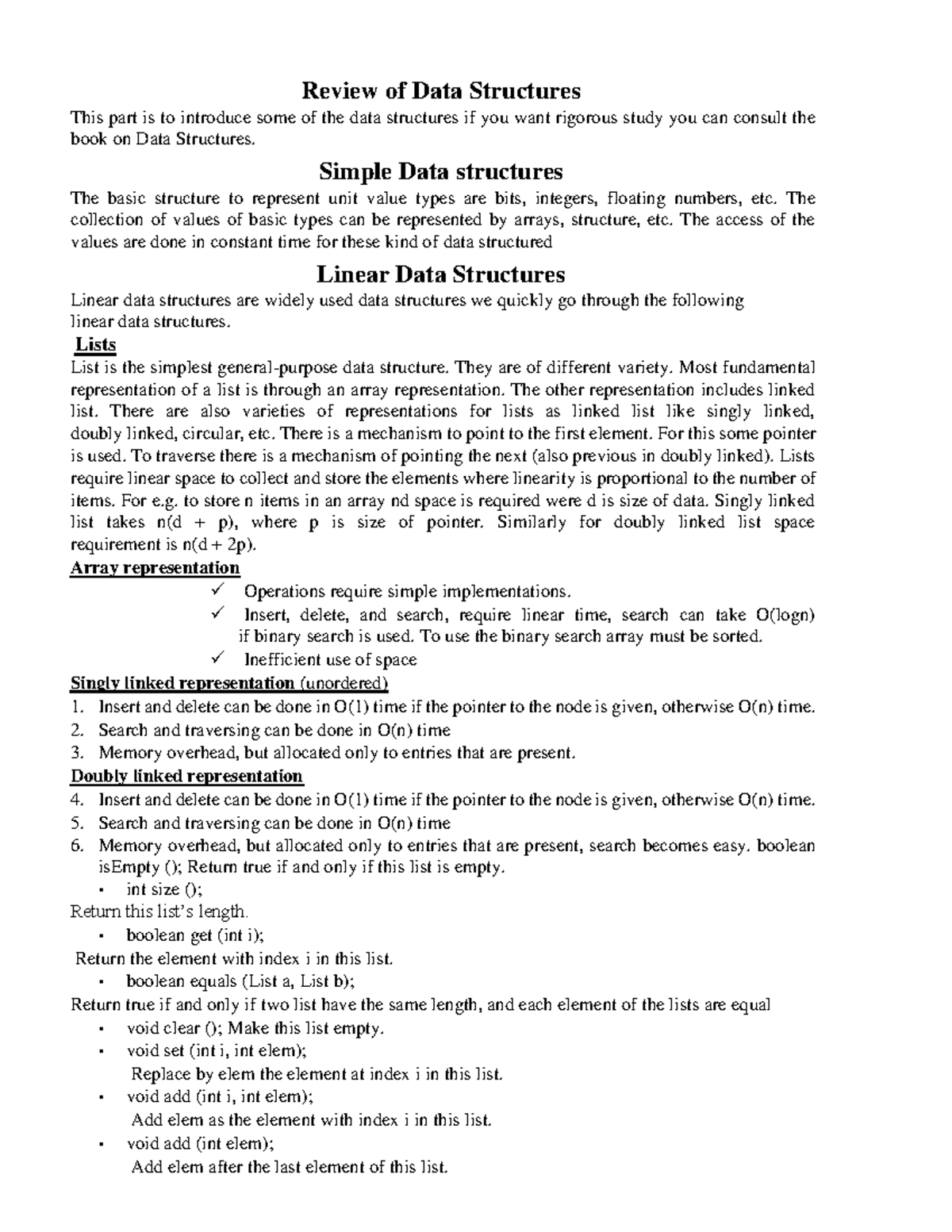 Unit 2 Review: Key Concepts & Structures in Data Structures - Studocu