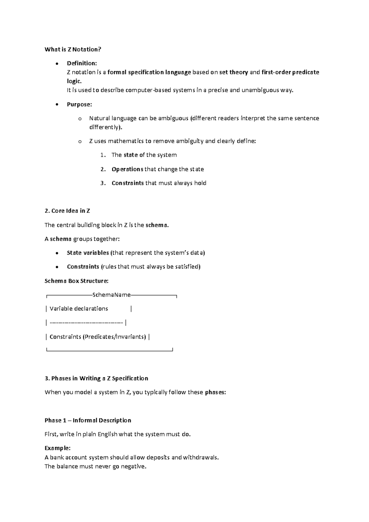 CST 101: Z Notation and Component-Based Software Engineering Notes ...