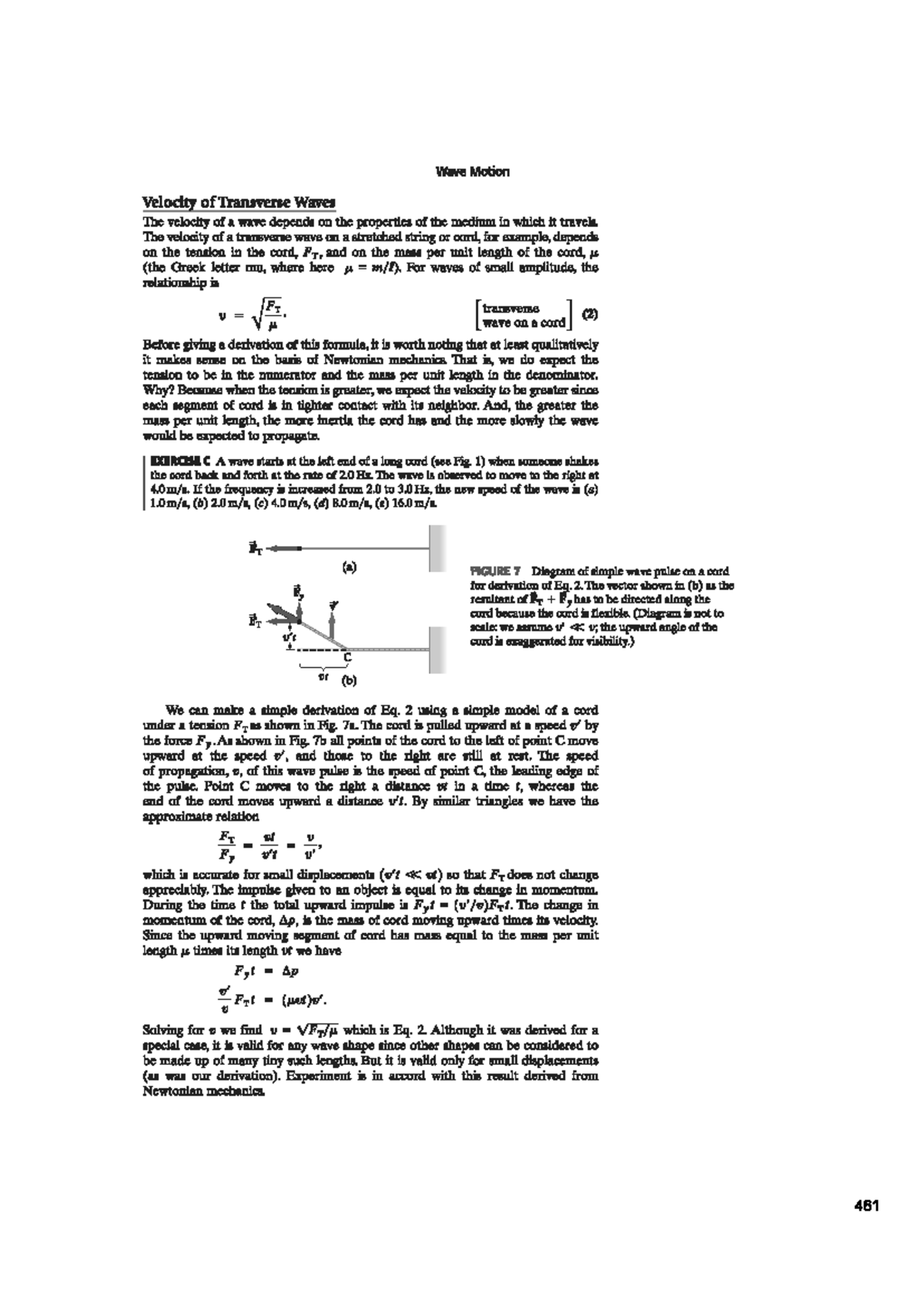 Velocity of transverse waves - The velocity of a transverse wave on a ...