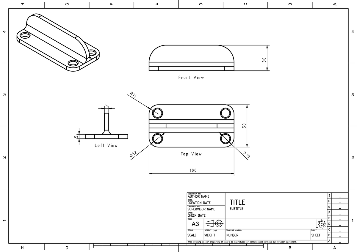 Free cad drawing - Free CAD of a steel plate - MGC 110 - To p V ie w 5 ...