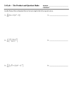 Calculus I Lab: Analyzing Derivatives and Continuity - HIST-2050 - 3 Lab - Working with ...