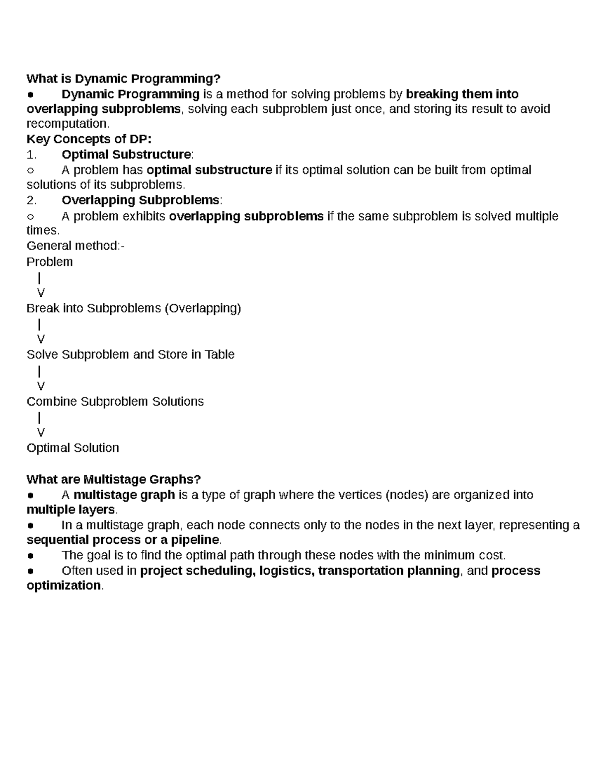 Dynamic Programming Concepts and Techniques for Optimization - Studocu