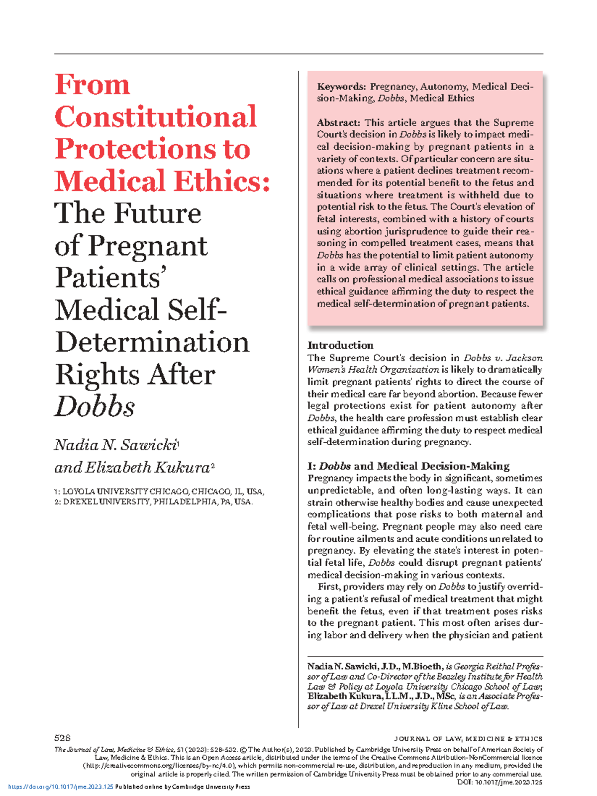 Final Exam Notes: Medical Ethics and Patient Autonomy Post-Dobbs (LAW ...