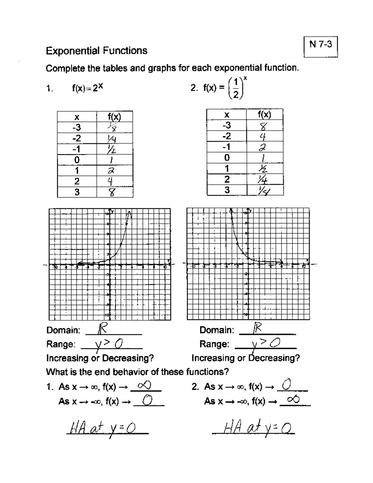 MATH 7-3: Exponential Functions Notes and Graphs Analysis - Studocu