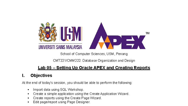 Lab 05: Setting Up Oracle APEX & Creating Reports in Database Design ...