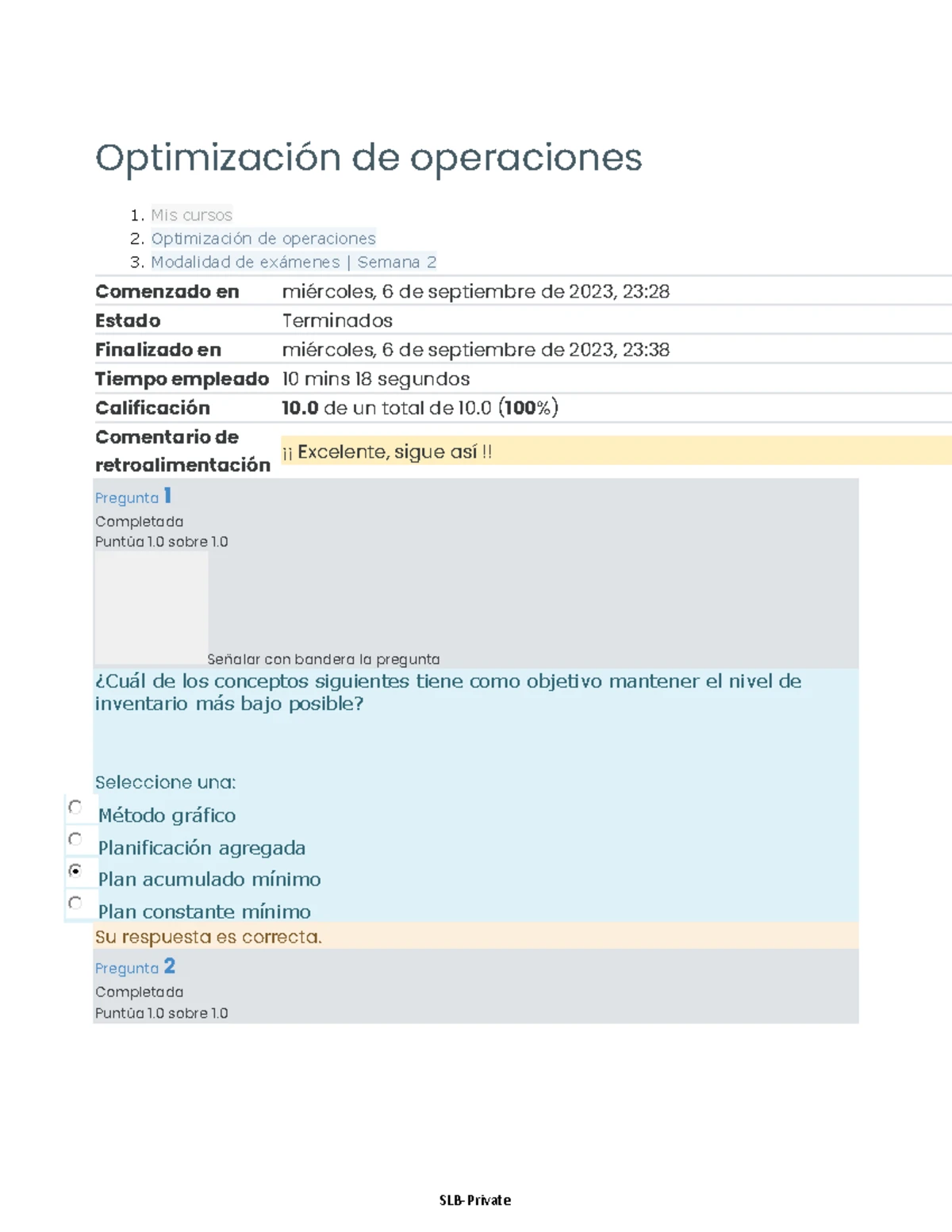 Semana 6 - Exámenes de Optimización de Operaciones y Resultados - Studocu