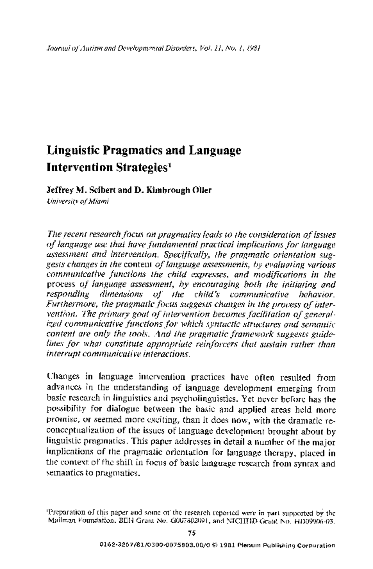 Linguistic Pragmatics and Language Intervention Strategies (EDU 101 ...