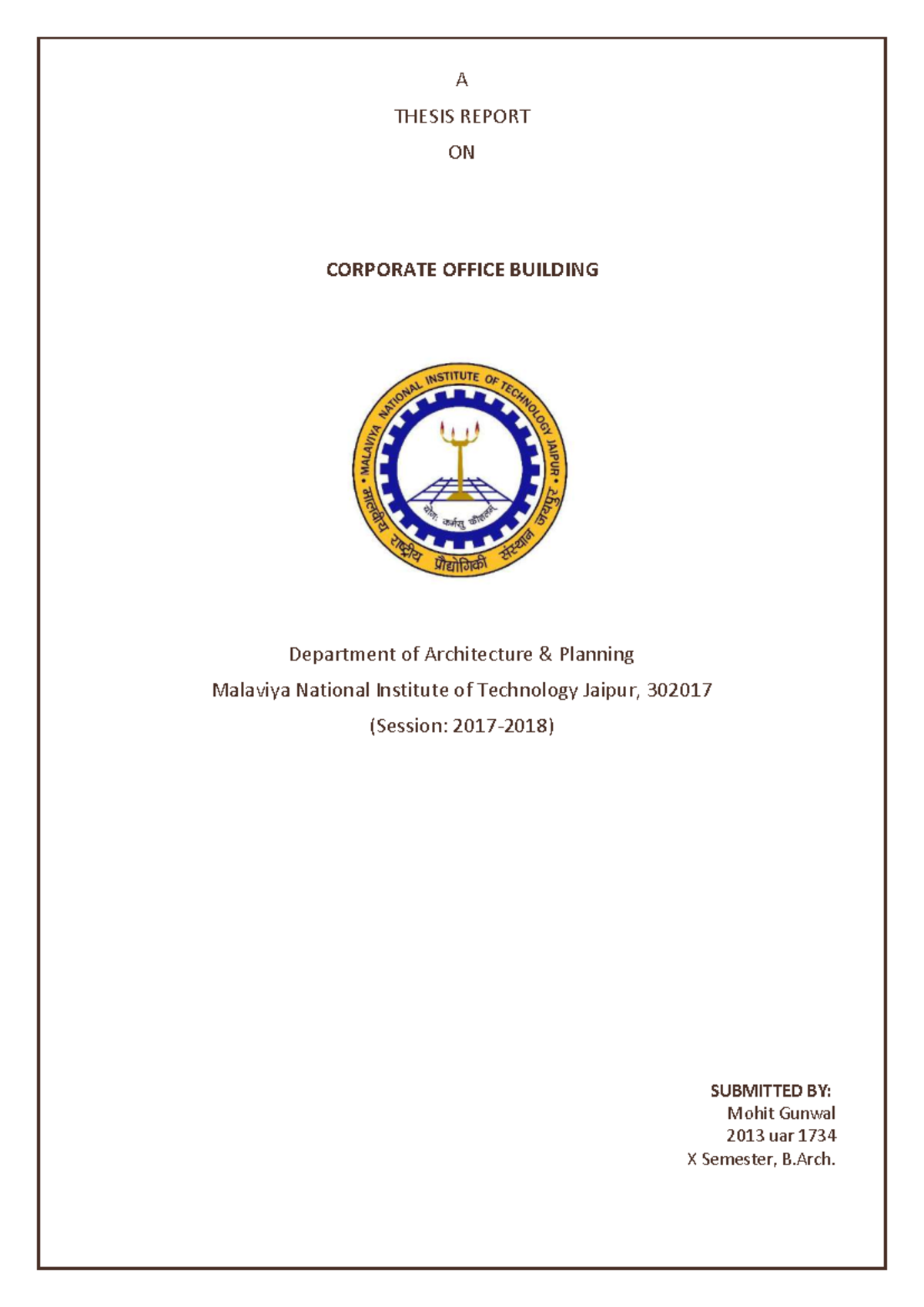 Thesis Report on Corporate Office Building for B.Arch (Session 2017-18 ...