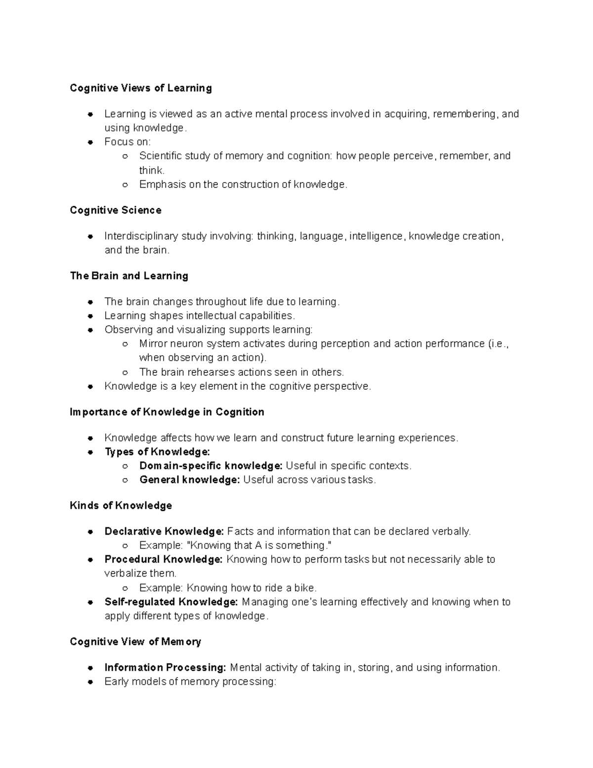 Chapter 8 - cognitive views of learning and memory (EDUC) - Studocu
