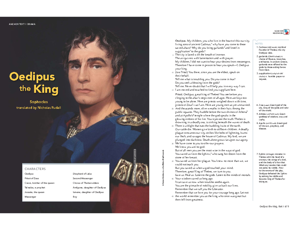 Oedipus the King, Part I: A Multimedia Drama Analysis - Studocu