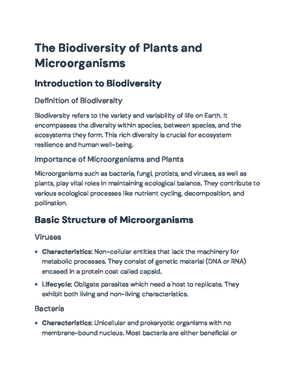 Biodiversity of Plants and Microorganisms: An In-depth Overview - The ...