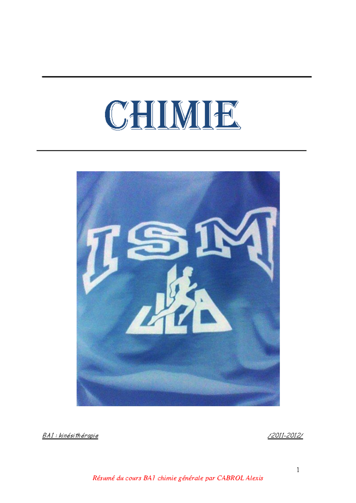 Résumé du cours BA1 : Chimie Générale par CABROL Alexis - Studocu